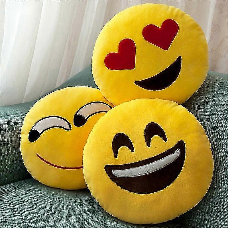 32CM Cute Kawaii Emoticons Round Plush Pillow Soft and Creative Gift ...