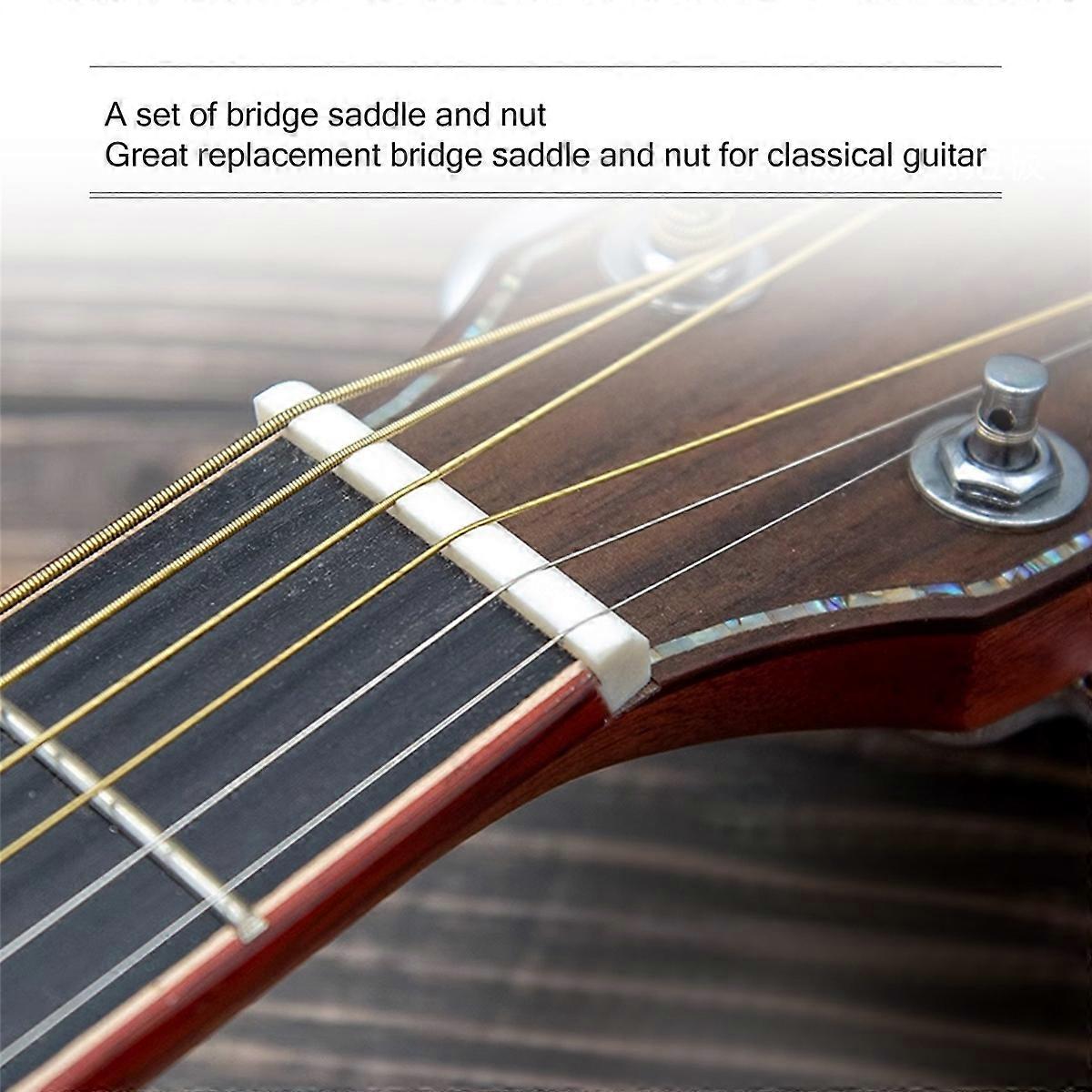 White Guitar Parts 6 String Classical Guitar Bone Bridge Saddle And Nut ...