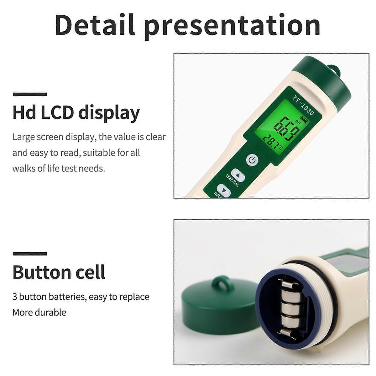 Professional Food PH Meter High Accuracy Sensor Temp Acidity Tester ...