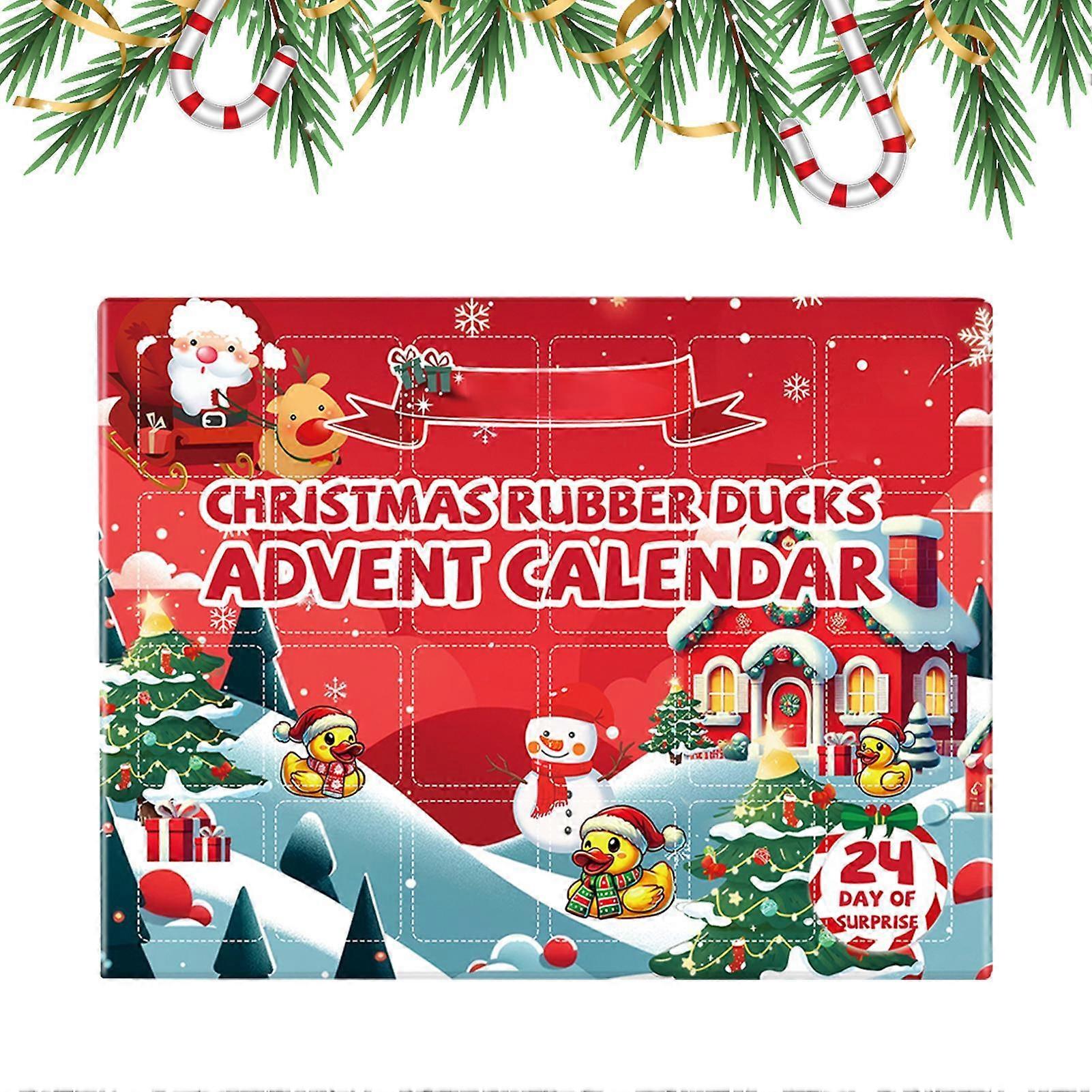 24Pcs Christmas Countdown Calendar Toy Cute Holiday Rubber Ducks ...