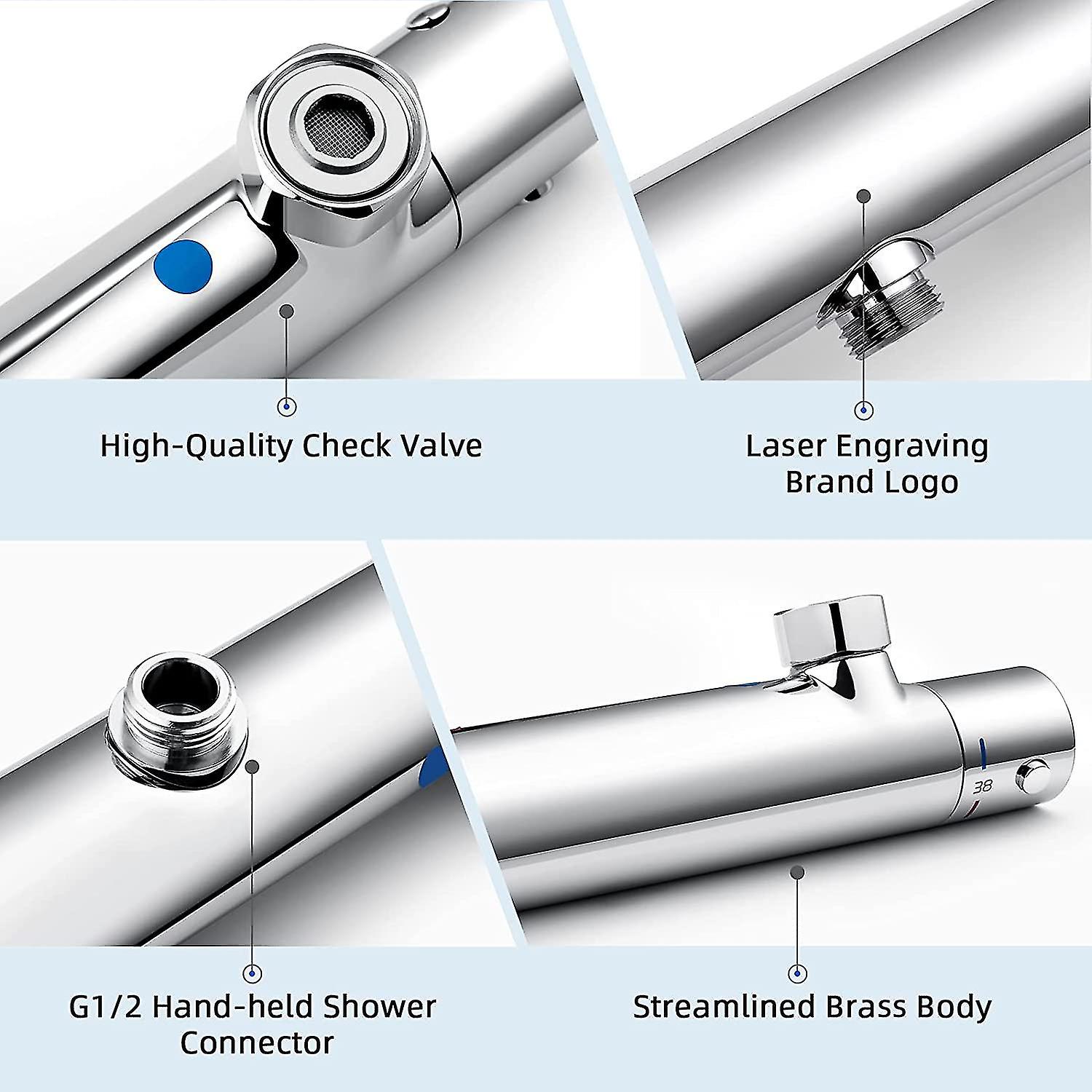 Thermostatic Shower Mixer, Thermostatic Shower Faucet With Safety For ...