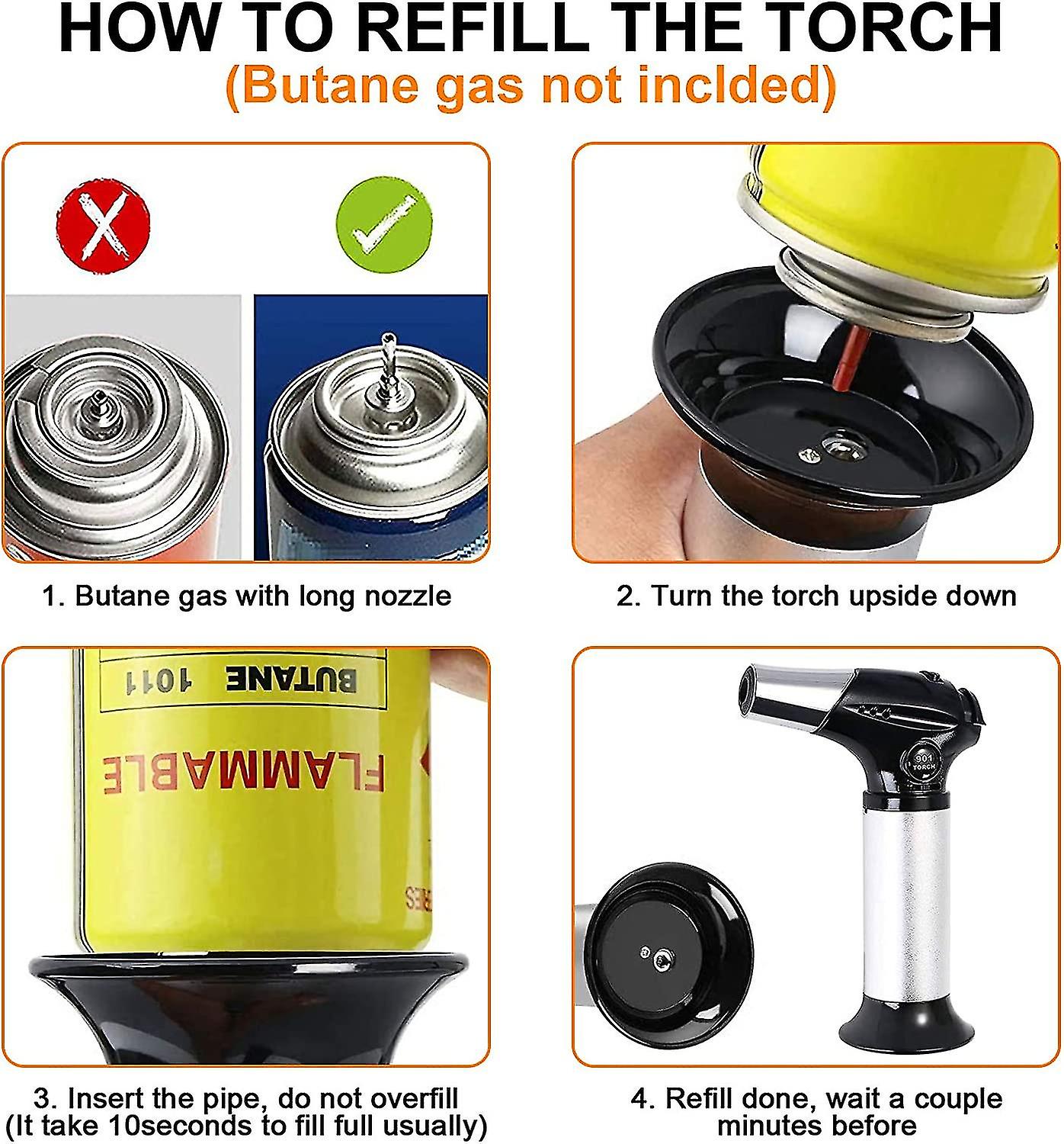 Blow Torch Kitchen Torch Refillable Butane Gas Torch Lighter With ...