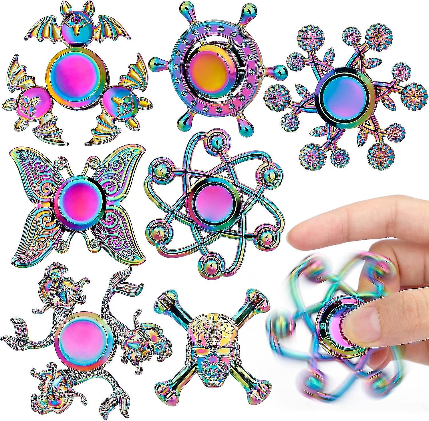Rainbow Fidget Spinners Adult For Kids, Fidget Metal, 7-pack Finger ...