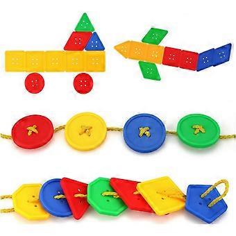 100 Pcs Button Puzzle Toy, Button Lacing Toy, Big Button Threading Toy ...
