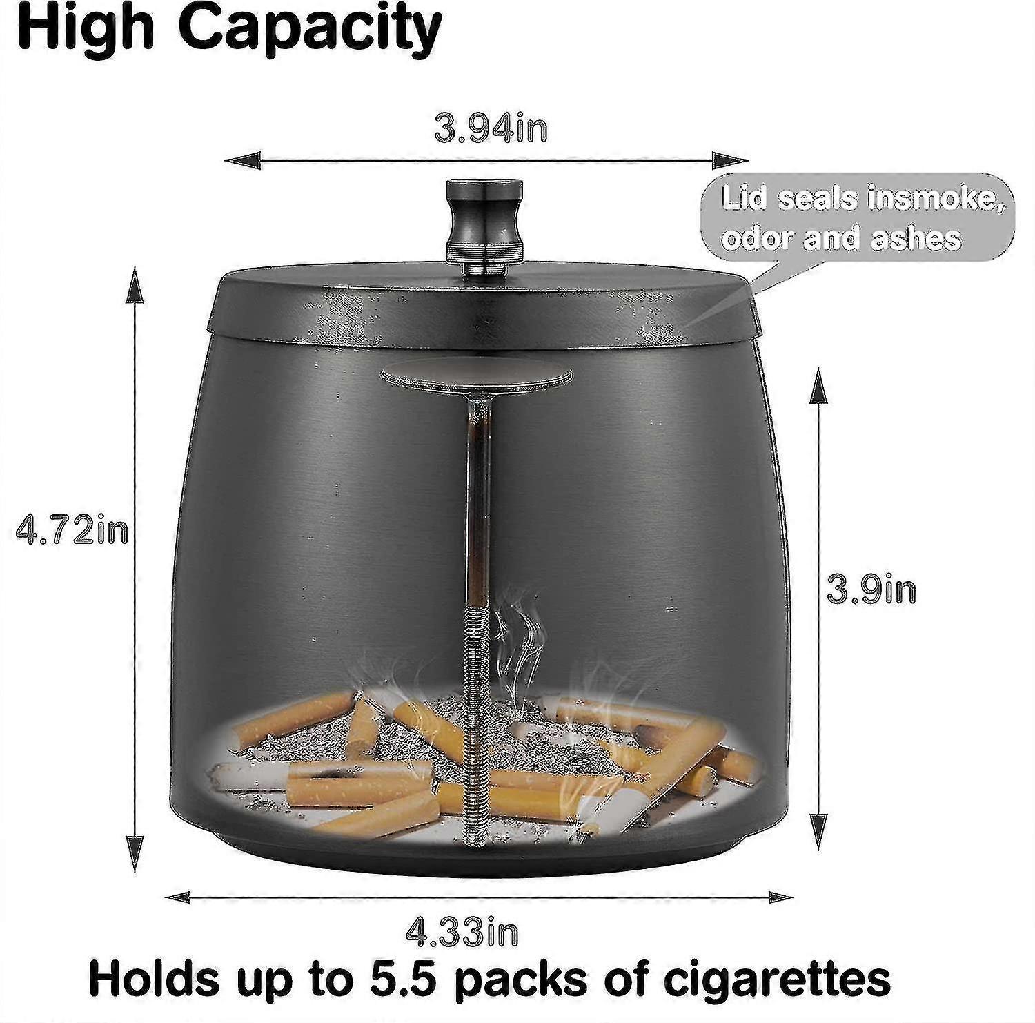 Stainless Steel Ashtray With Lid Outdoor Windproof Ashtray With Non ...