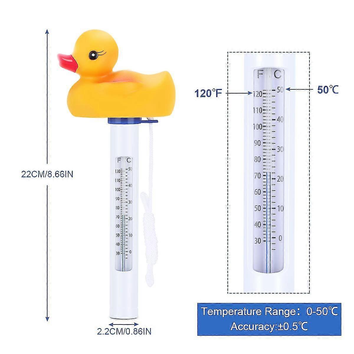 Flytande pooltermometer, flytande termometer med snöre, vattentermometer i ankastil för utomhus ...