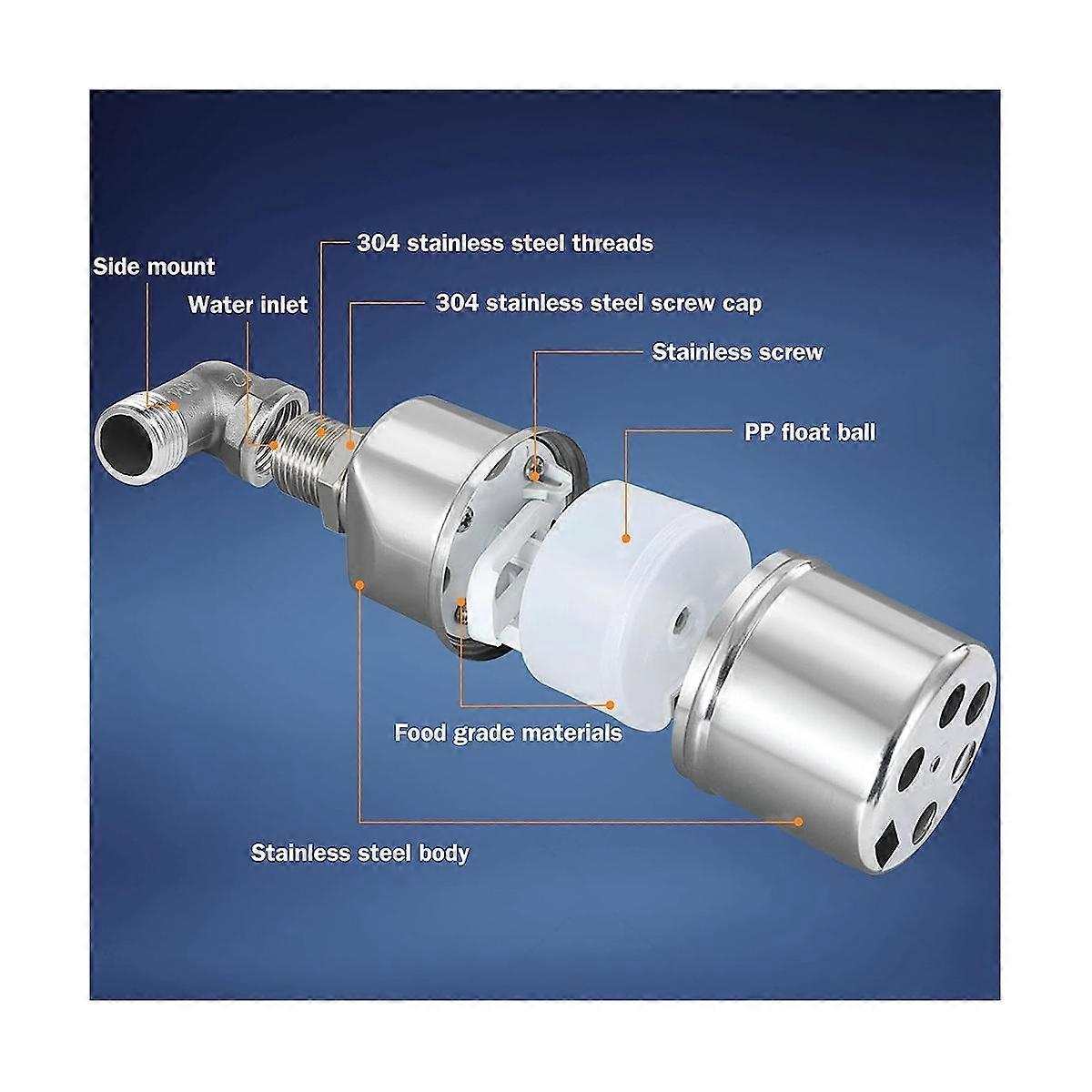 Stainless Steel Water Level Control Float Valve for Tank, 3/4 Inch ...