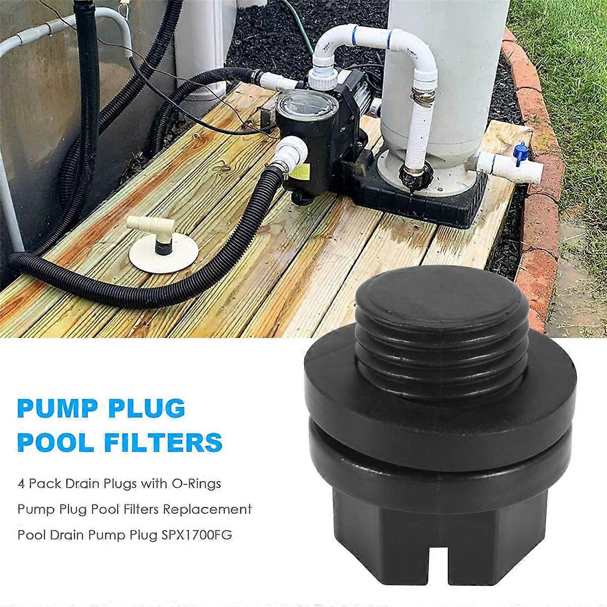 4 Pack Drain Plugs with O-Rings Pump Plug Pool Filters Replacement Pool ...