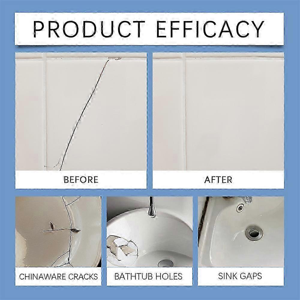 50ML Tile And Ceramic Glaze Repair Paste Fix Tub Chips and Sink Cracks ...