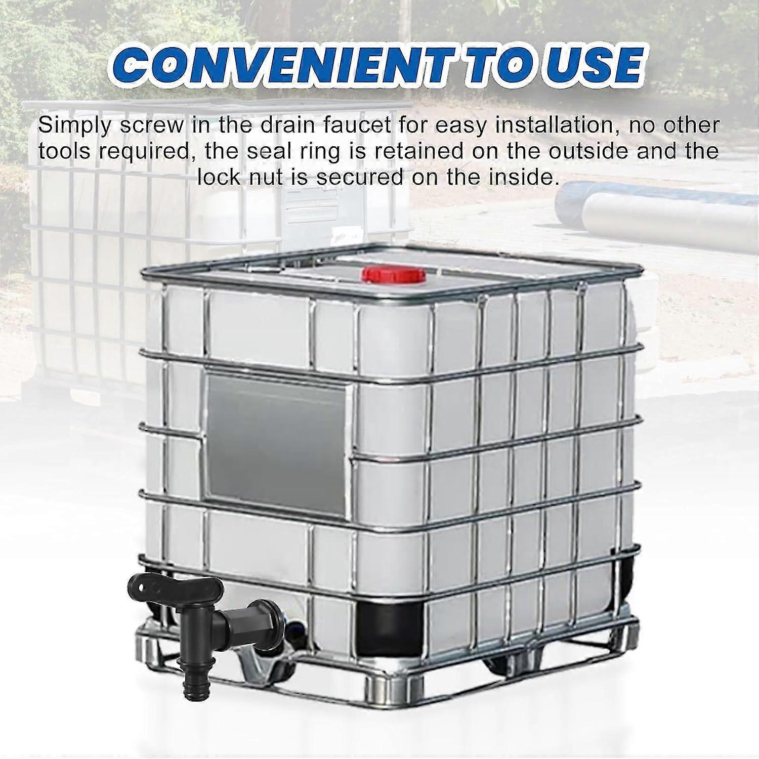 2 Pieces Plastic Tank Faucet, Rainwater Tank Faucet with PTFE Tape IBC ...