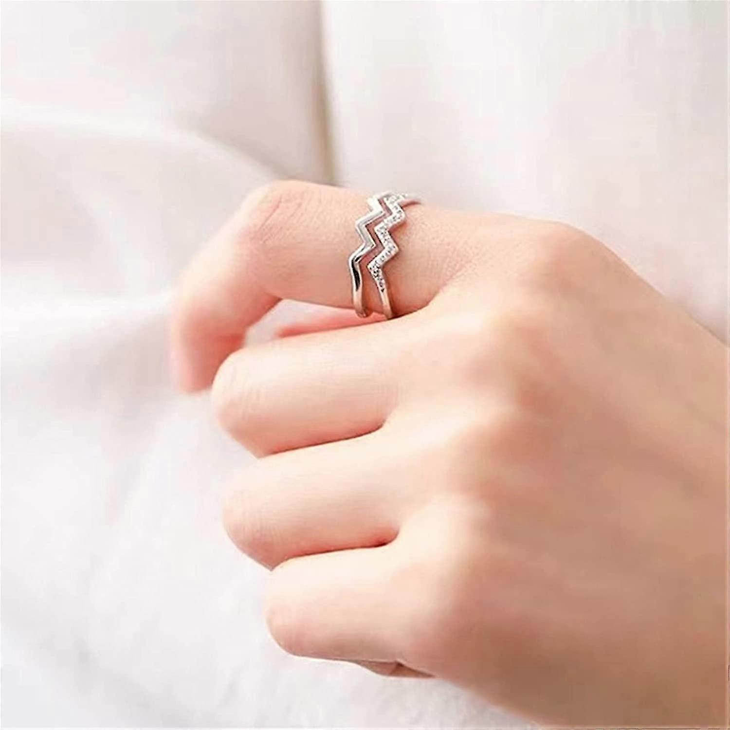 Double Wave Ring,adjustable Wavy Ring Minimalist Ring Gift For Herwhite ...