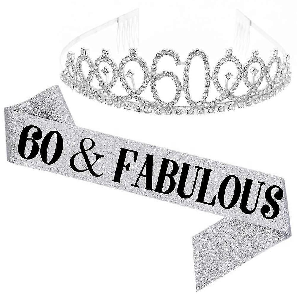 Women Glittering Rhinestone Letter Print Sash Tiara Set Birthday Party ...