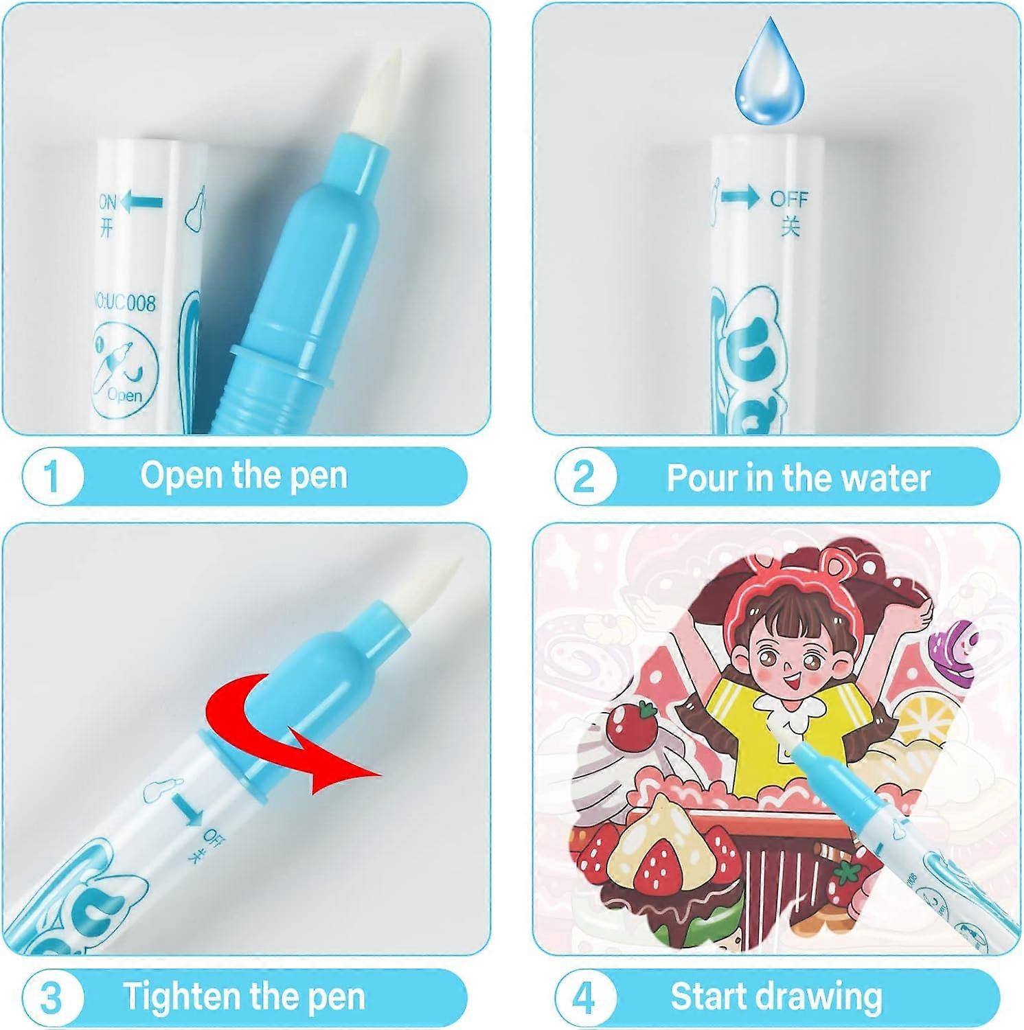 Set of 4 Reusable Magic Water Painting Book Water Colouring Book Magic ...