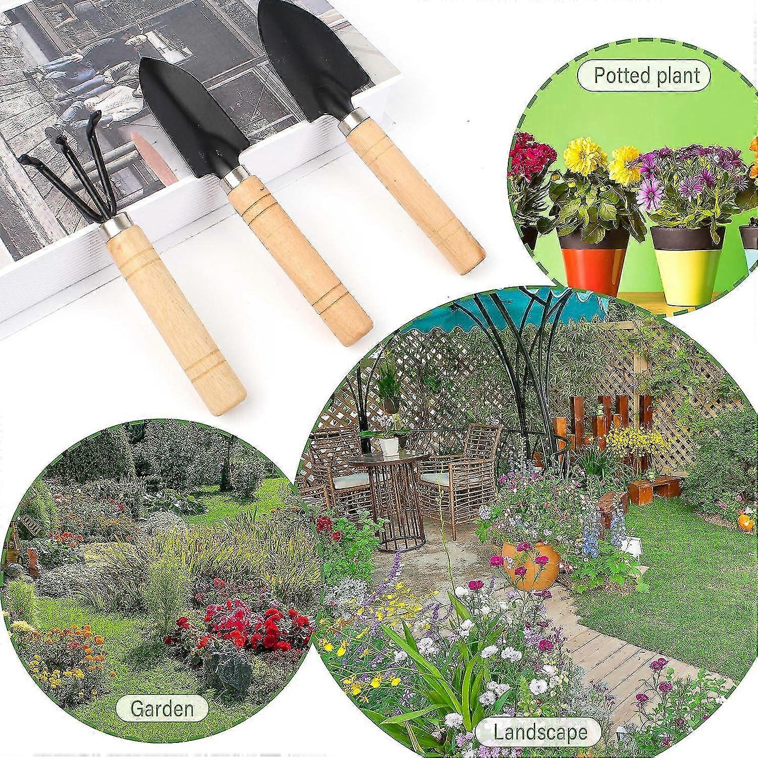 Pcs Mini Plant Garden Tools Wooden Handle Iron Garden Tool Mini Garden ...