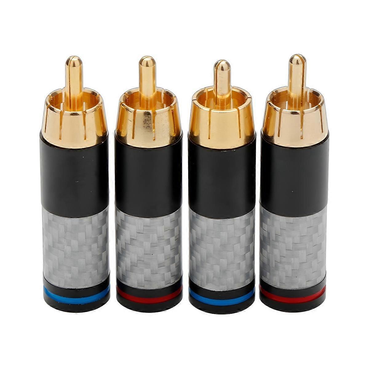 4PCS HiFi Carbon Fiber Connectors Gold Plated Plug Audio Connector Plug ...