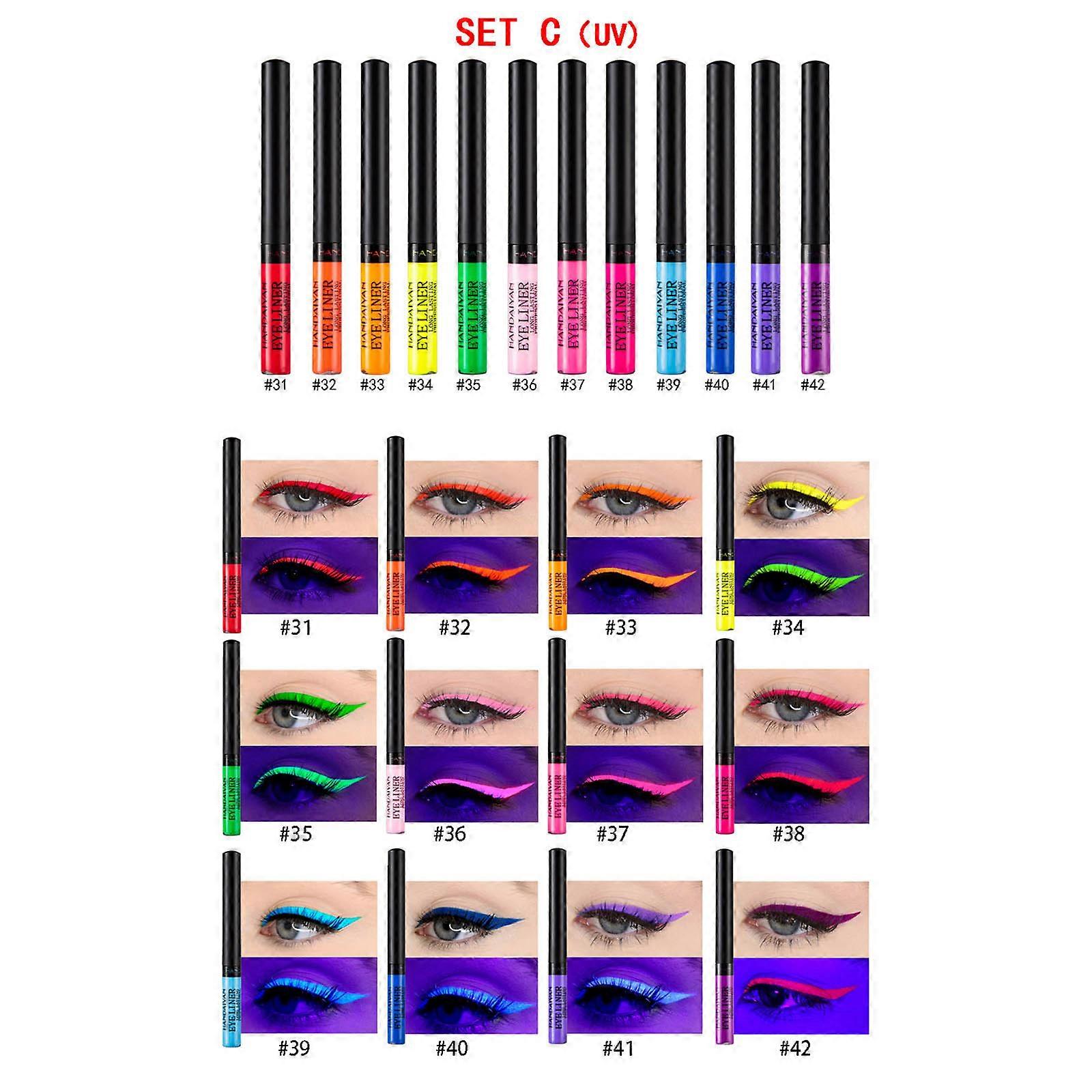 Matte Liquid Eyeliner Set Colorful Neon Eye Liners Quick Dry Eyes ...