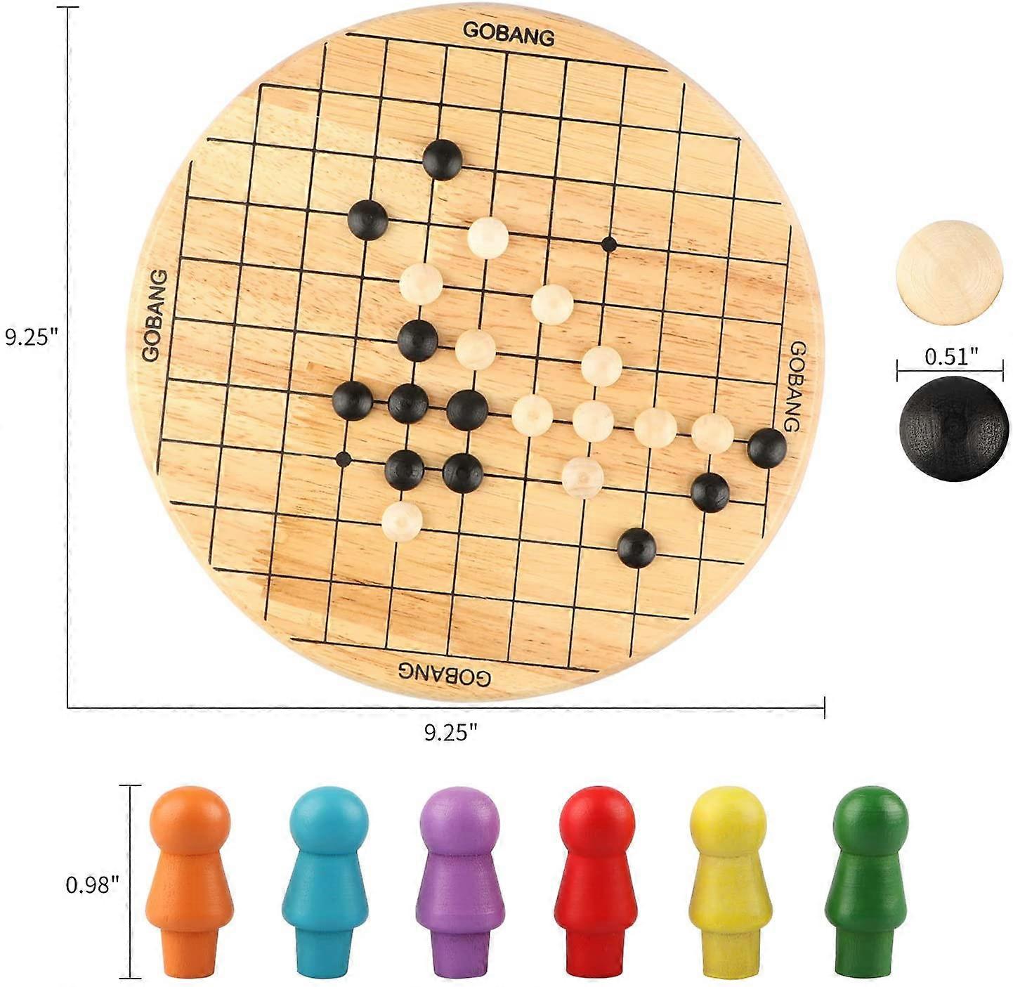 2 in 1 Wooden Chinese Checkers & Gobang (Five in a Row) Wooden Board ...