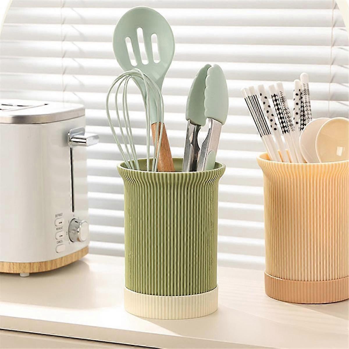 Flatware Rack For Countertop, Utensil Holder Crock For Kitchen Counter ...