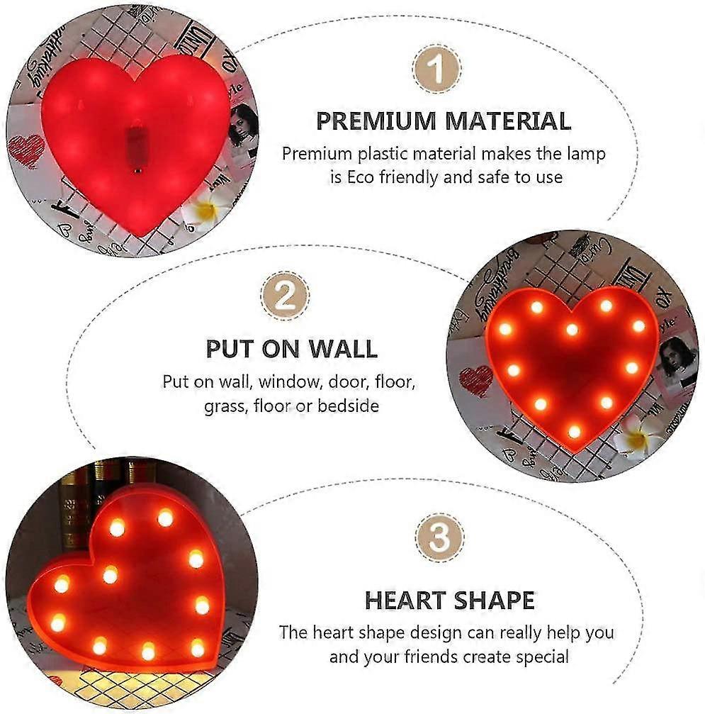 Heart Marquee Light LED Love Night Light Romantic Light Up Heart Sign ...