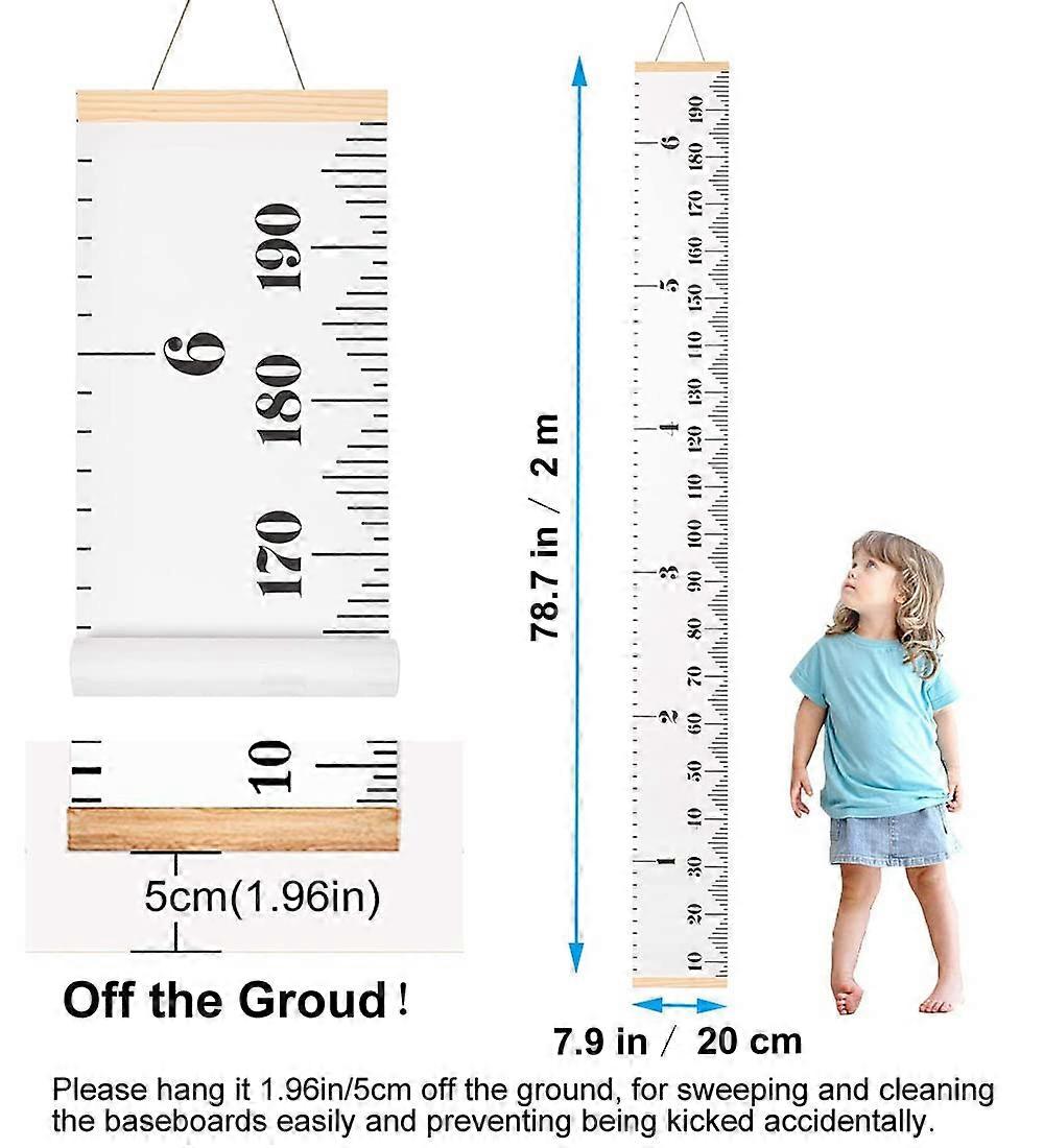 Growth Chart for Kids, Canvas Height Chart Ruler Removable Wood Hanging ...