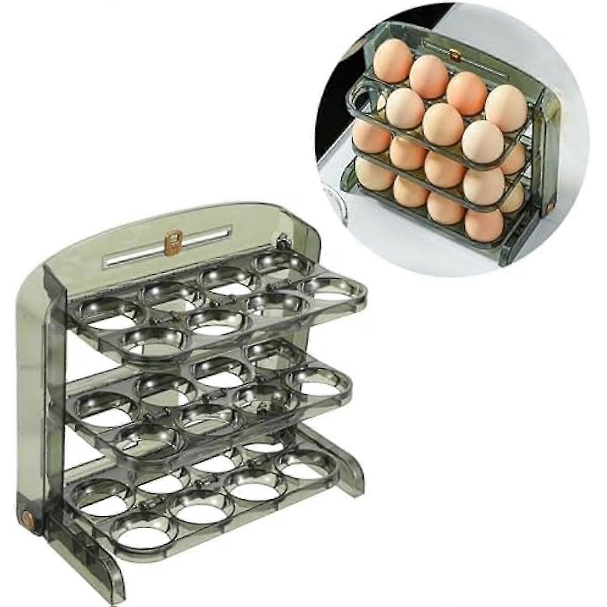 Flippable Egg Holder For Refrigerator,3 Layer Egg Storage Container For ...