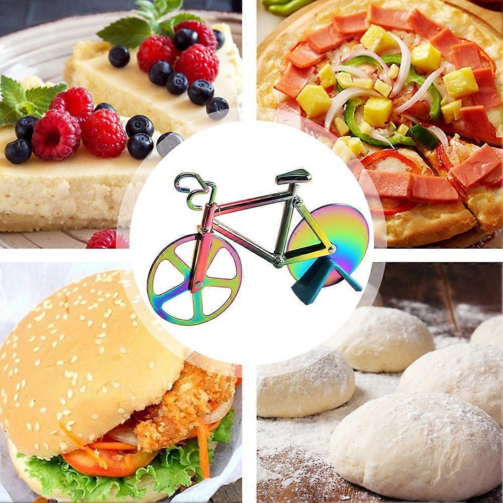 Bicycle Pizza Cutter, Creative Pizza Slicer with Dual Stainless Steel ...