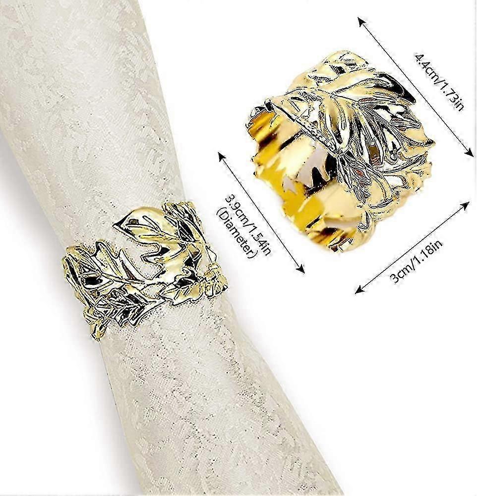 Napkin Rings,napkin Rings,leaf Napkins Rings Set Of 6 Exquisite Gold ...