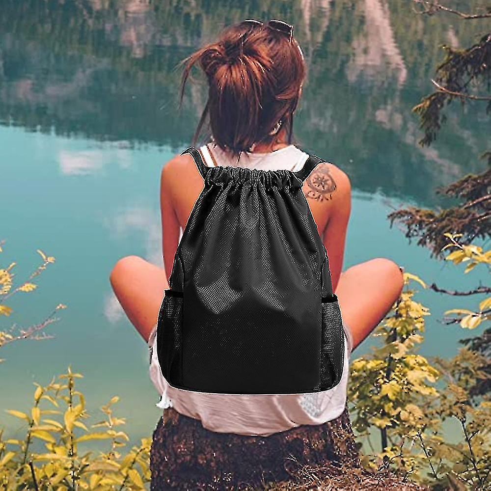 Backpack String Bag Sackpack Water Resistant Nylon For Gym Shopping ...