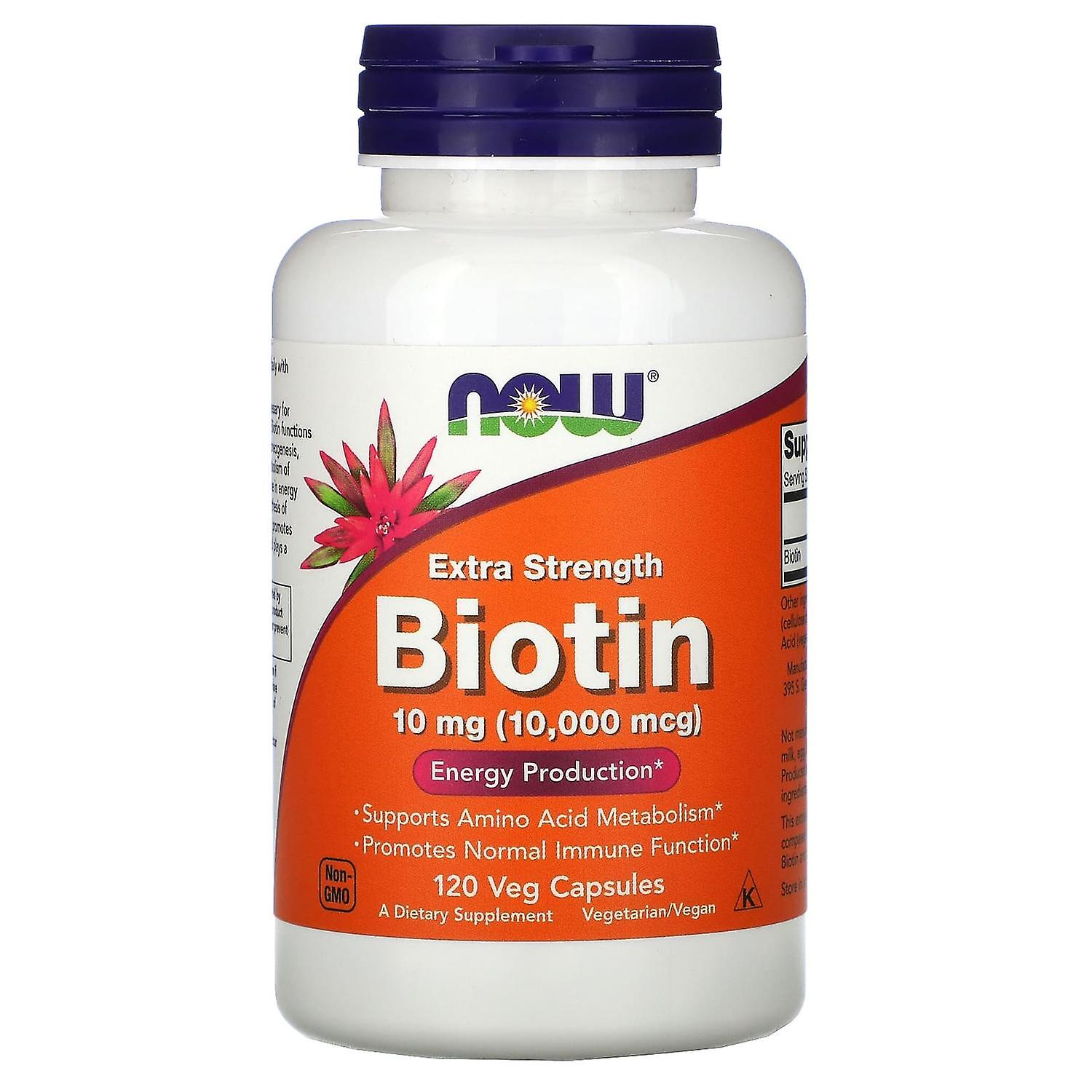 NOW Foods, Biotine extra forte, 10 mg (10 000 mcg), 120 gélules ...