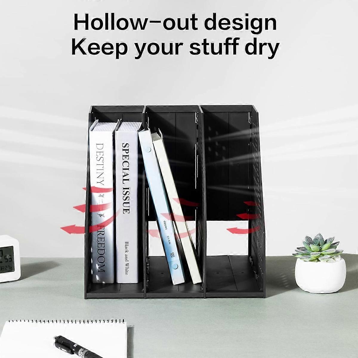 Collapsible Magazine File Holder Magazine Rack, 3 Vertical Compartments ...