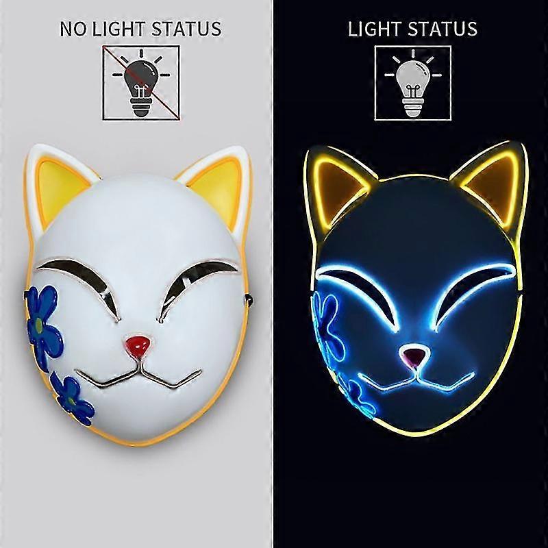 Demon Slayer Kimetsu Led Mask Props Sabito Halloween Party Light Masks ...