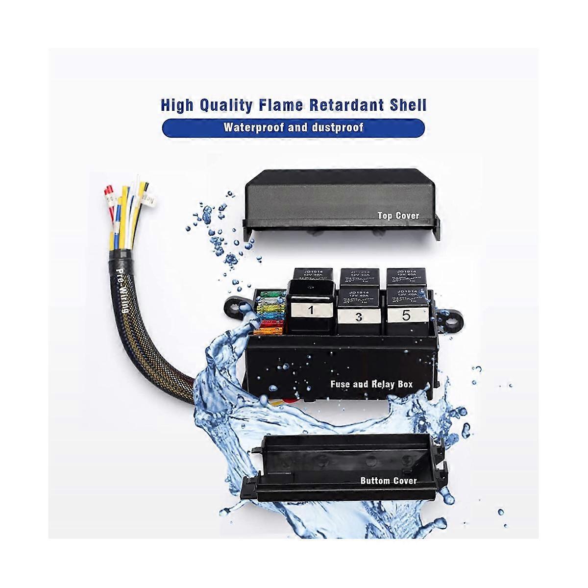 12V Relay Fuse Box Prewired Relay Box Automotive with 5Pcs 5Pin Relays ...