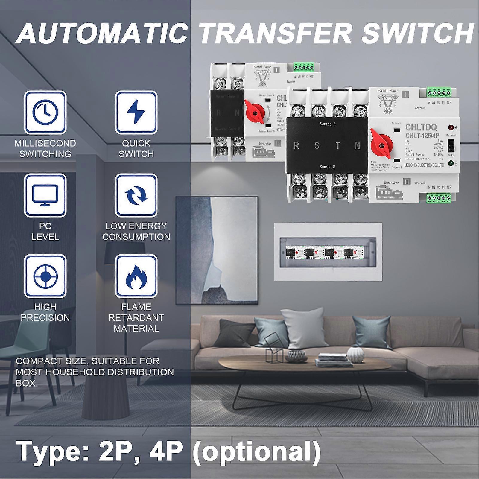 Compact Automatic Transfer Switch Electrical Selector Switches Dual ...