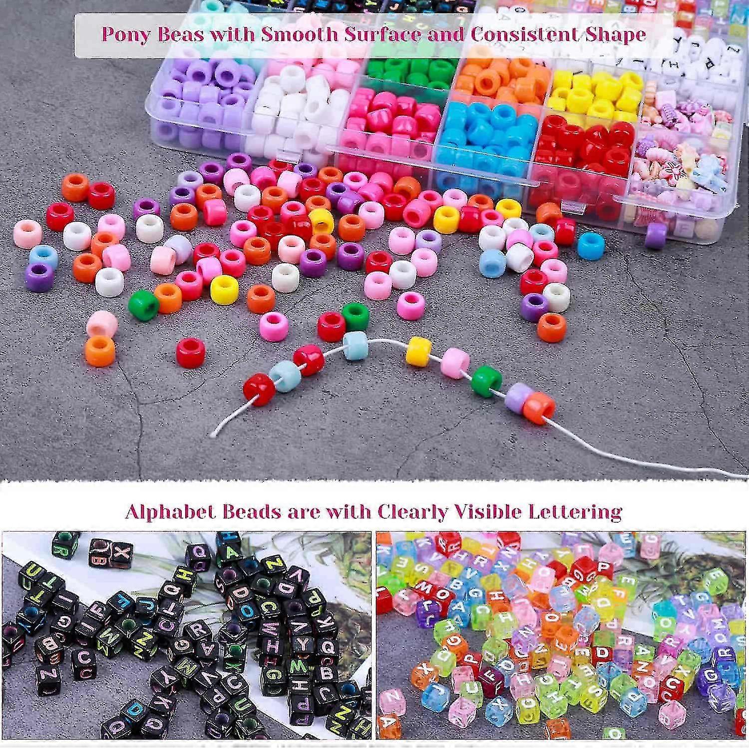 Pony Beads For Jewelry Making, Craft Bracelet Beads Making Kit With ...