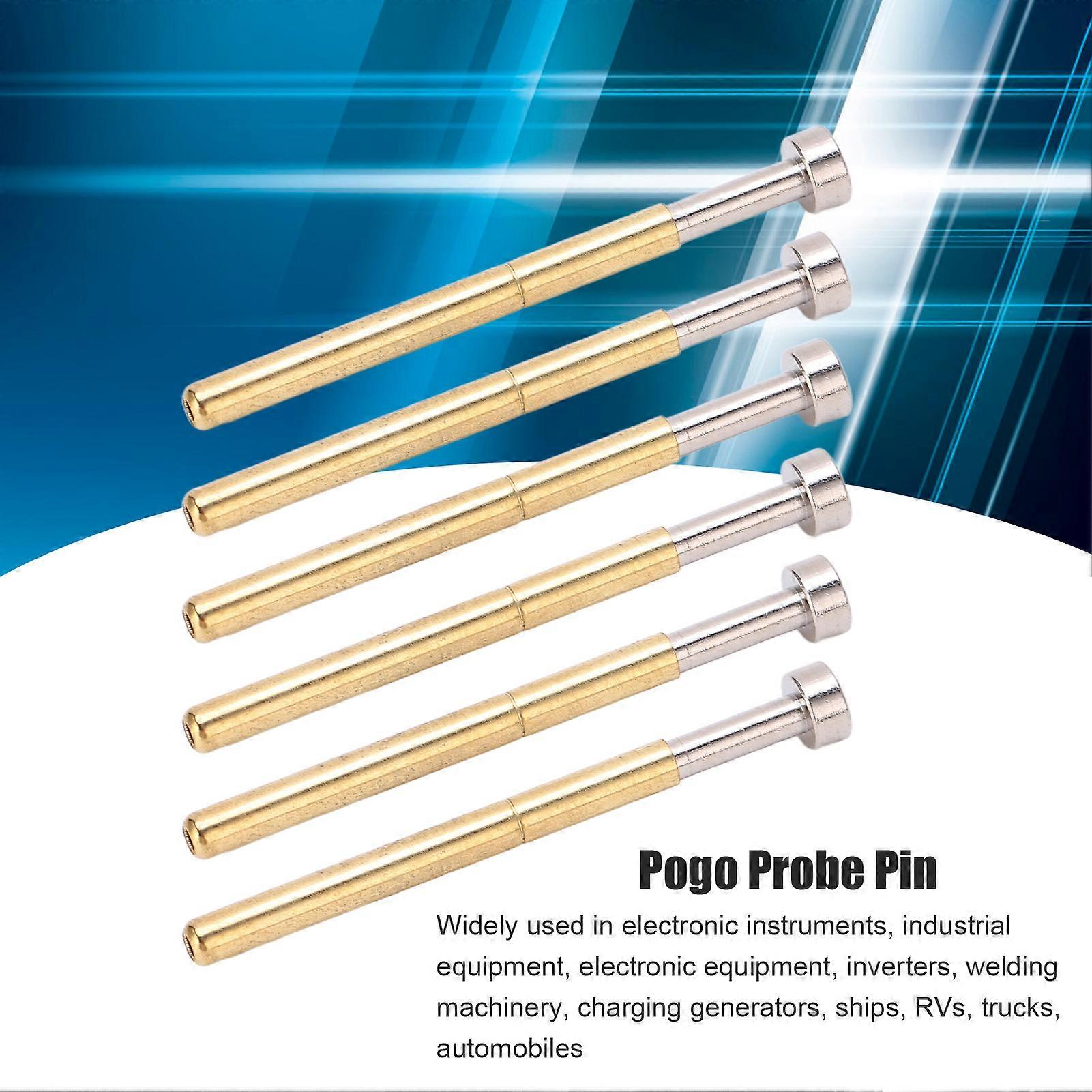 100pcs Pogo Pin Flat Head Spring Test Probe Brass Material 2.36mm/0.1in ...