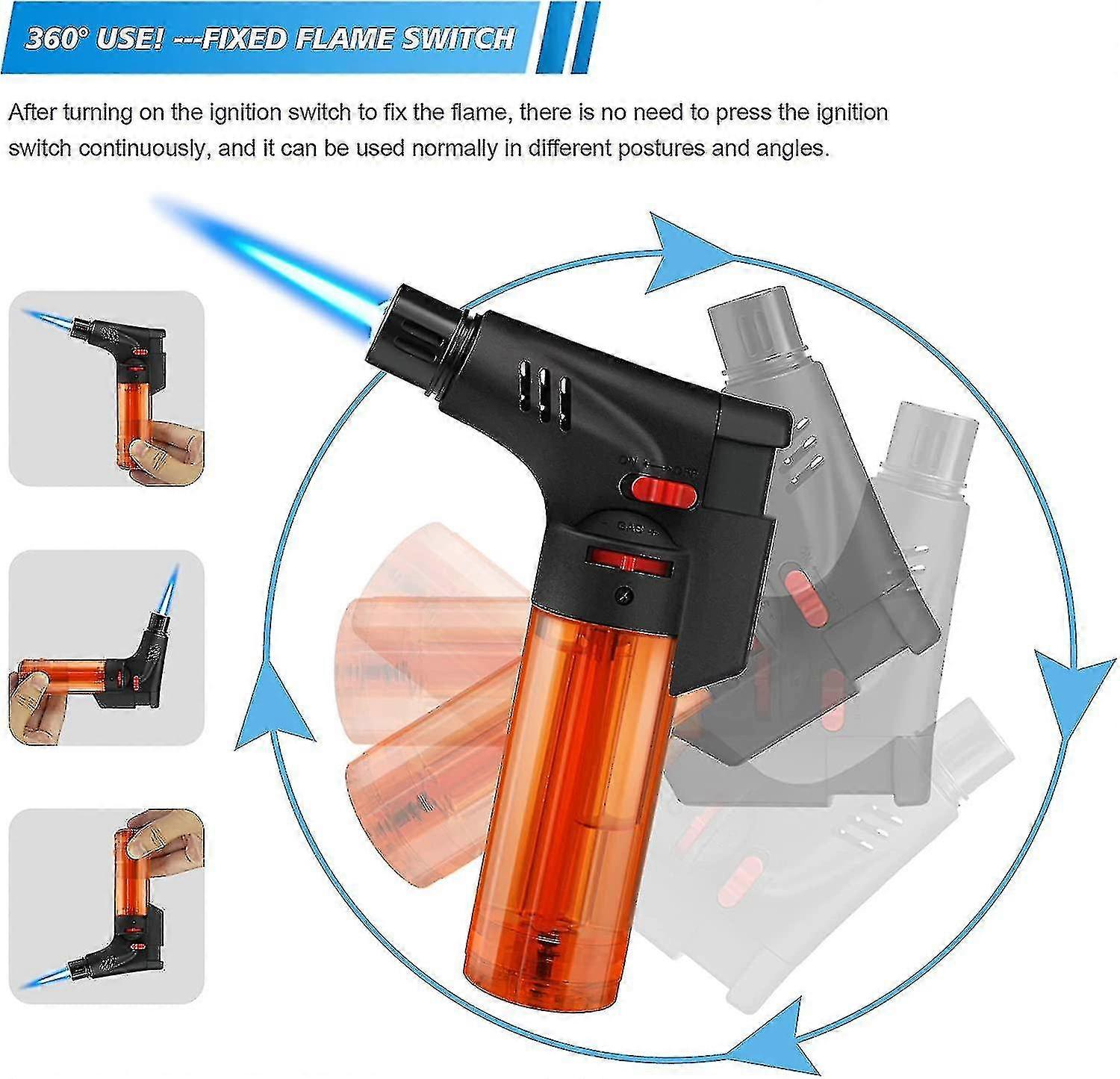 4 Pack Torch Lighter, Jet Flame, Butane Gas, Mini Refillable Windproof ...