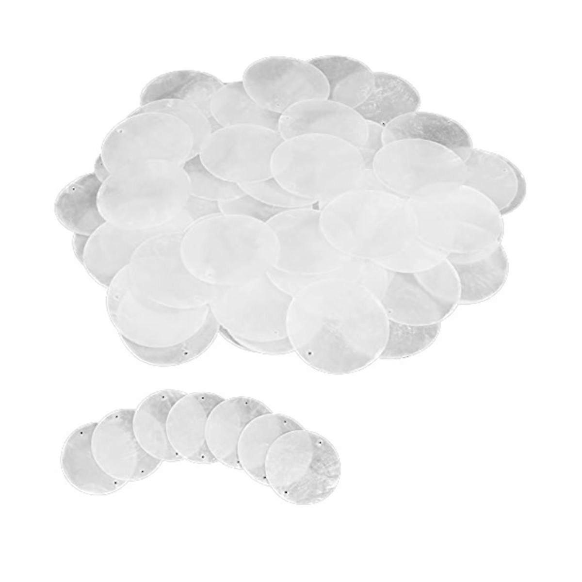 60 Pcs 2 Inch Round Capiz Shells With 2 Holes Round Natural Shell White ...