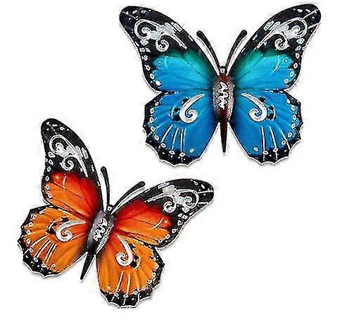 2 Pcs Large Metal Butterfly Outdoor Garden Decor Metal Wall Art ...