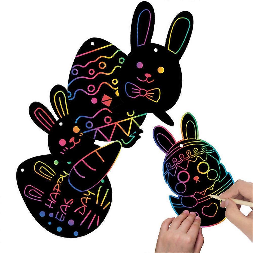36 Pieces Easter Crafts Easter Design Rainbow Scratch Craft Art DIY Toy ...