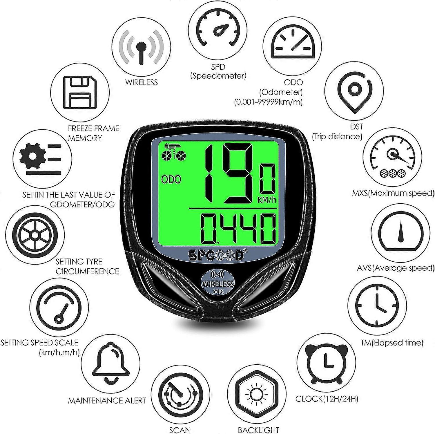 Bicycle computer wireless IP54 waterproof 16 functions bicycle computer ...