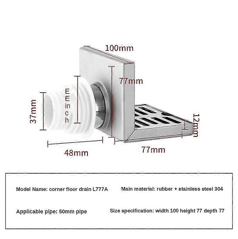 Stainless Steel Side-drain Wall Side Shower Drain Balcony Wall Corner ...
