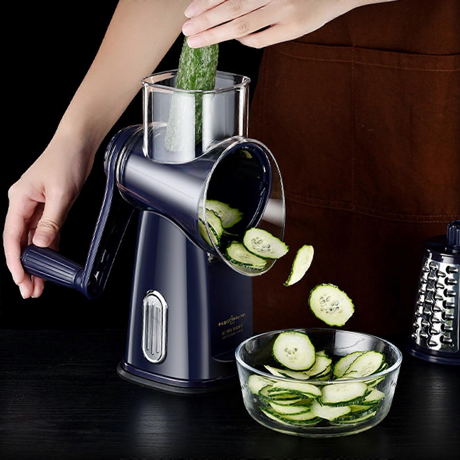 Round Mandolin Vegetable Slicer with Handle Hand Cranked Cheese Grater ...