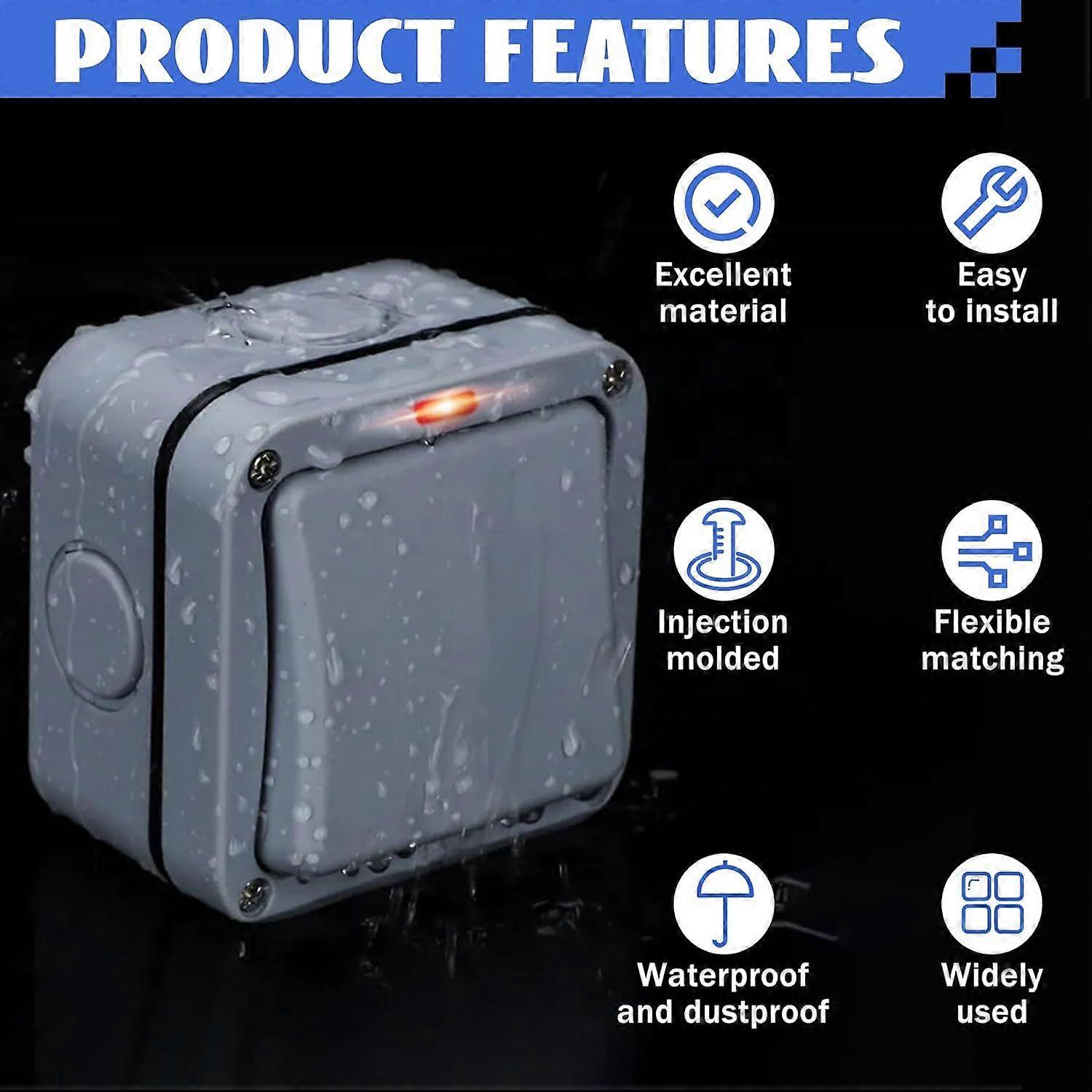 Weatherproof Outdoor Switch - 20A - IP66 - Universal Waterproof Switch ...