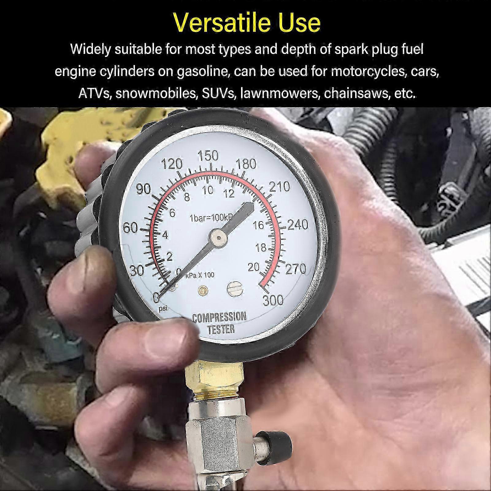 Petrol Engine Cylinder Compression Tester Kit 0 to 300psi High Accuracy ...