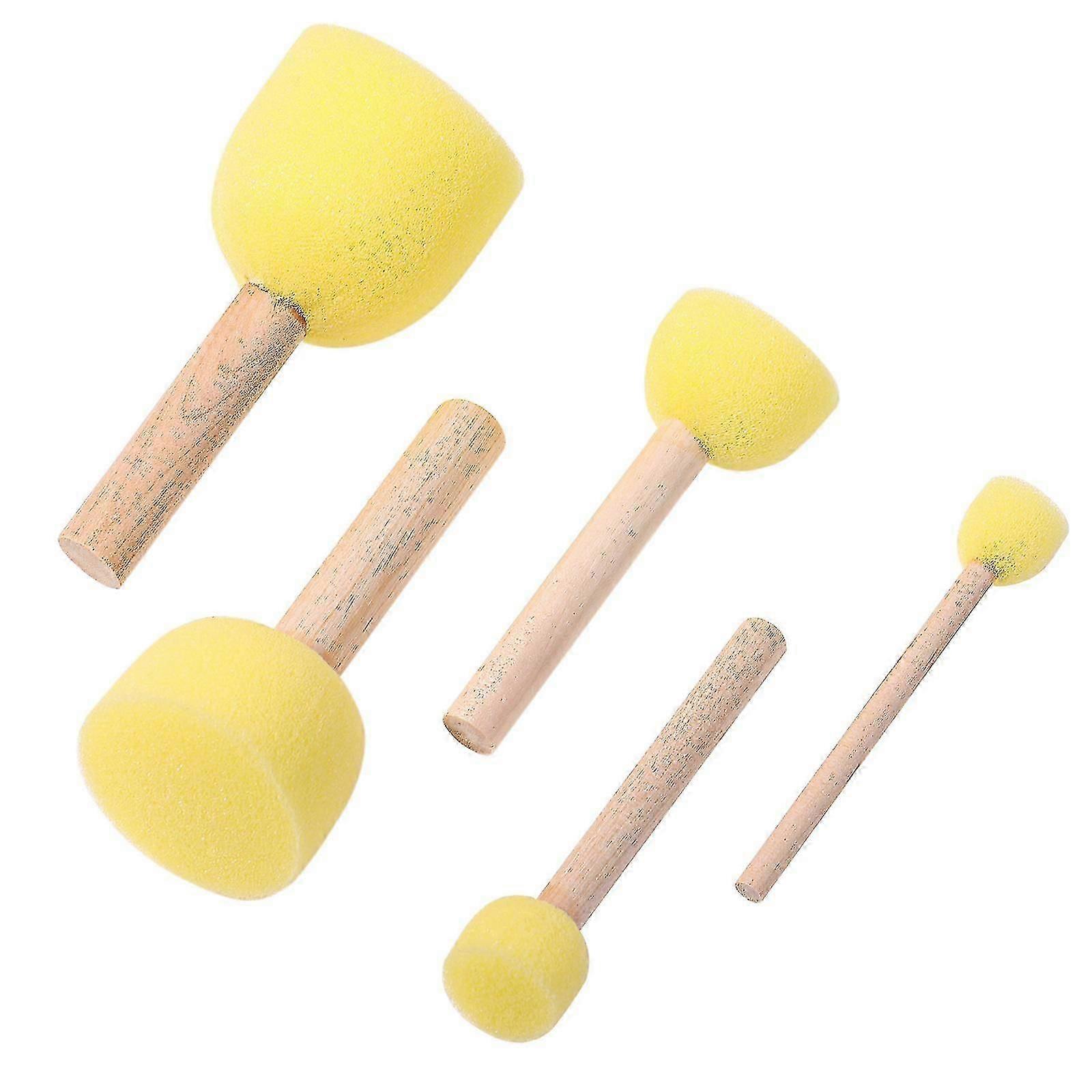 Craft Sets Round Sponges Brush Set Sponges Wooden Handle Brush Painting ...