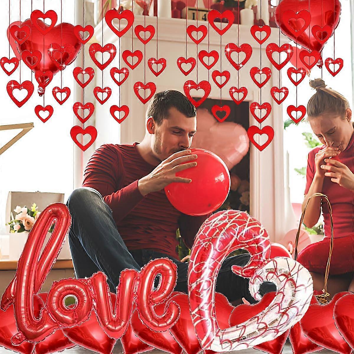 ZENGO Romantic Decorations Valentine's Day Balloons Decoration Set Red ...