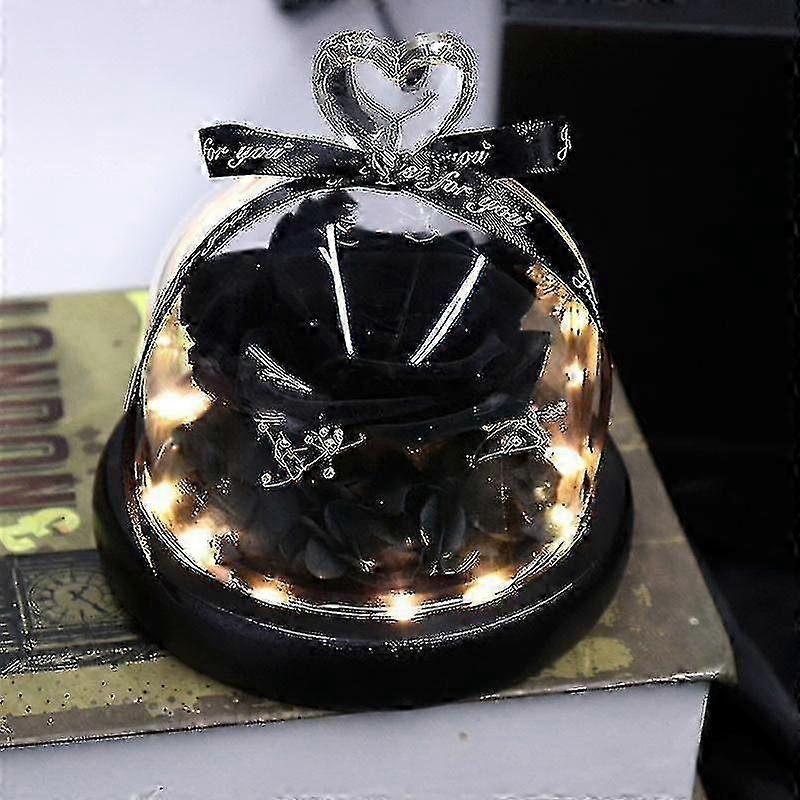 Preserved Eternal Rose in Glass Dome, LED Light Up Flower Gift for ...