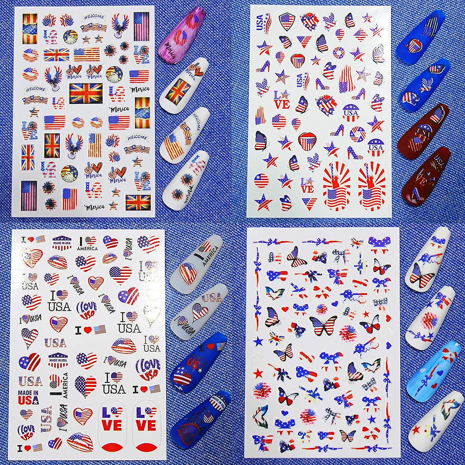 Katea 4th Of July Nail Decals Stickers, Self Adhesive Independence Day ...