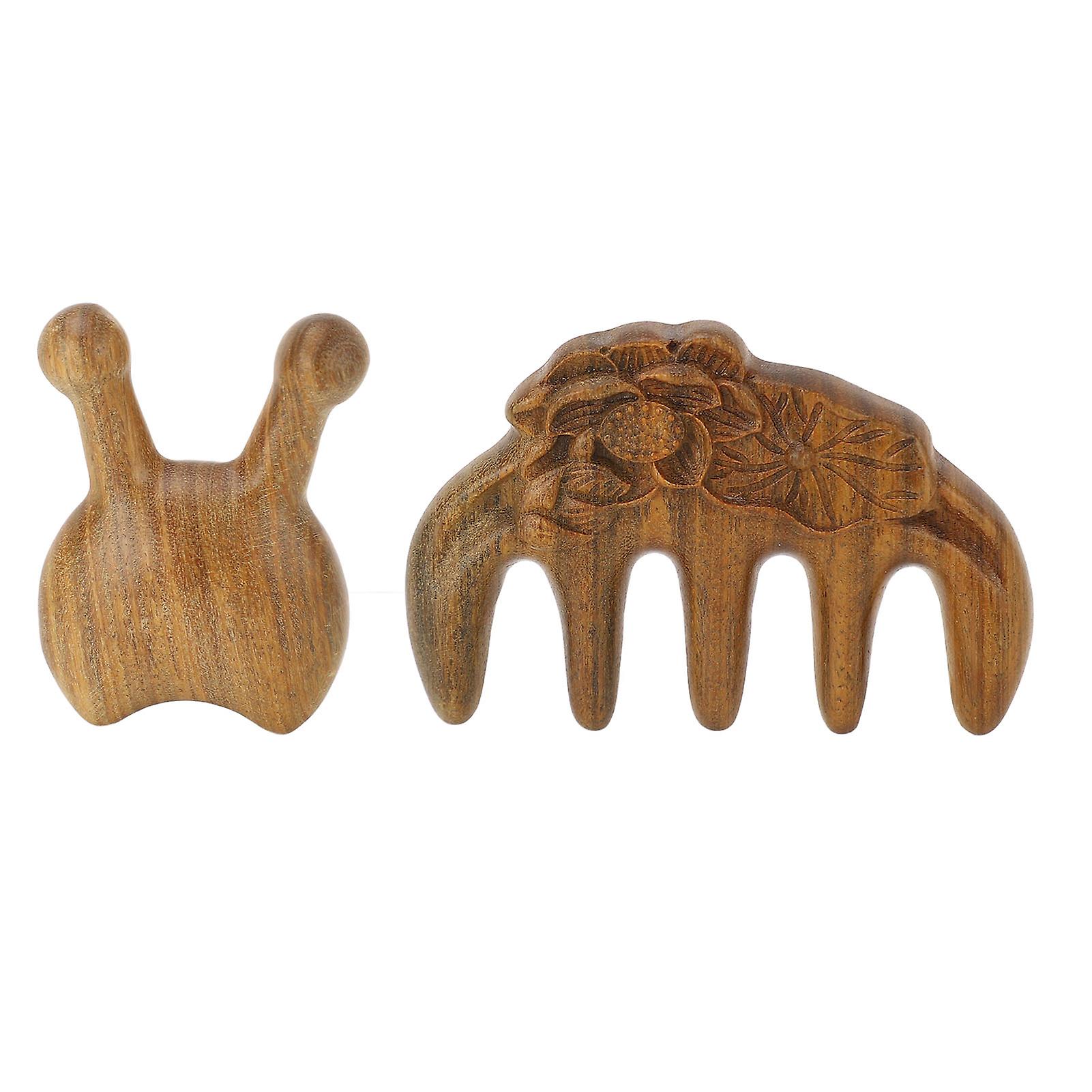 Massage Hair Comb Head Scalp Meridian Comb Y Shape Wooden Nose Scraper ...