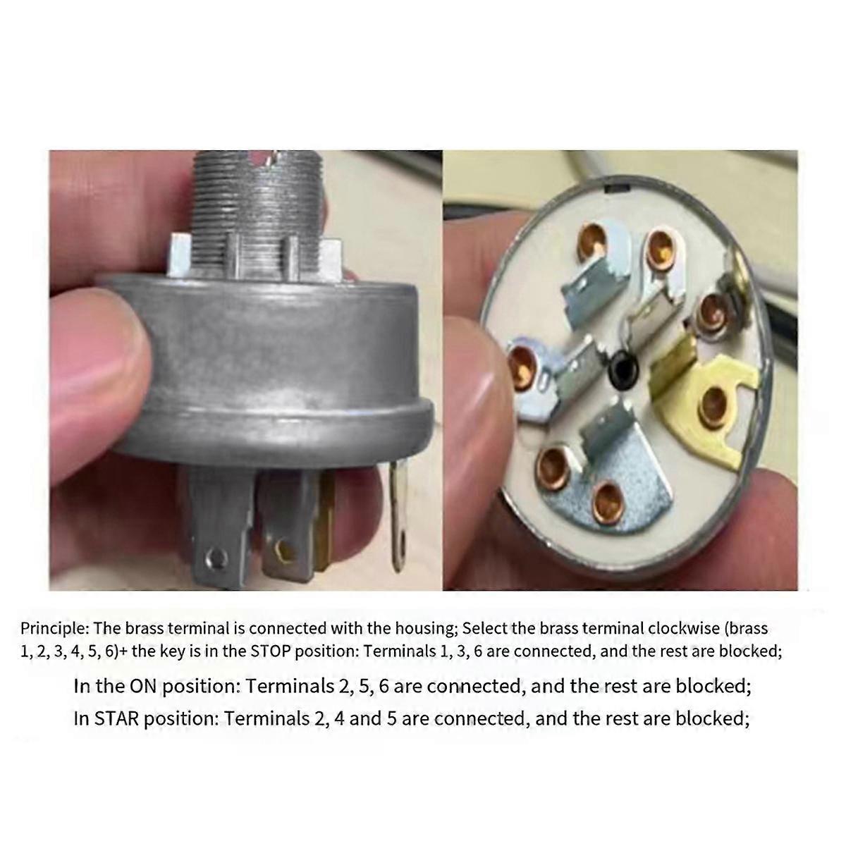 Lawn Mower Ignition Switch 6-Pin Ignition Switch for Lawn Mowers and ...